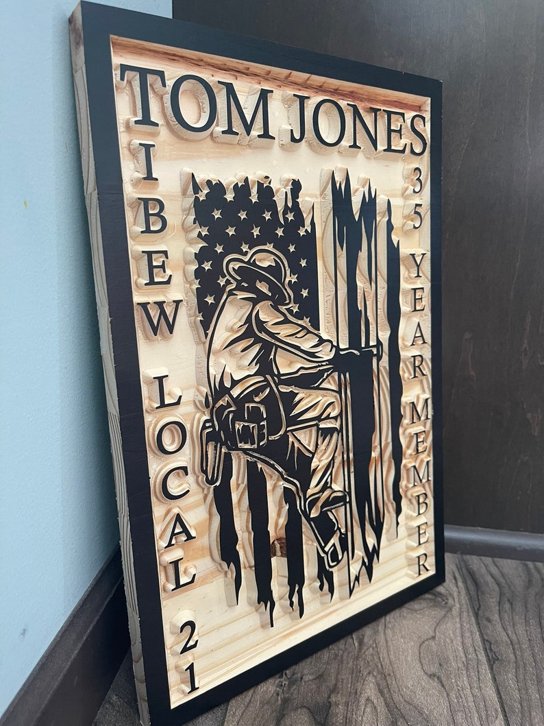 Personalized Lineman Plaque: Wooden US Flag Retirement Gift - Etsy