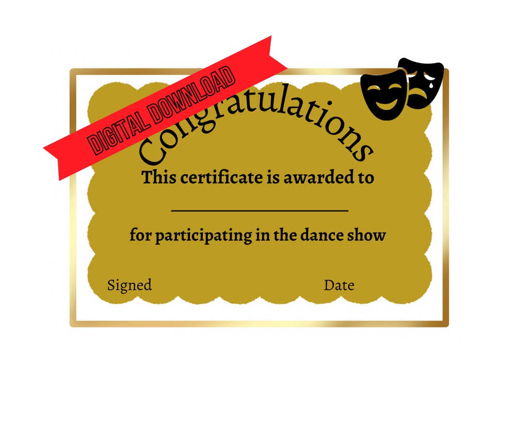 Dance Certificate, Dance Certificates, Dance Award, Dance Achievement ...