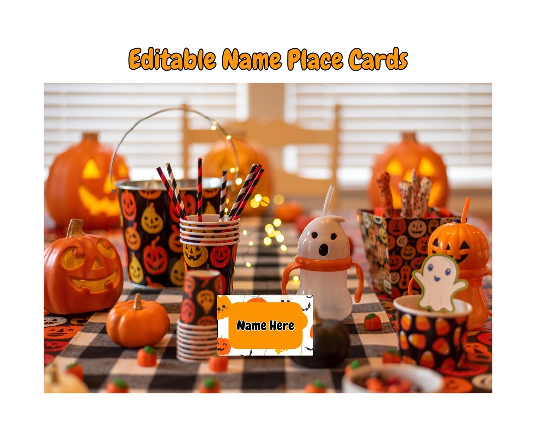 Halloween Editable Name Place Cards, Halloween Party, Fall Inspired ...