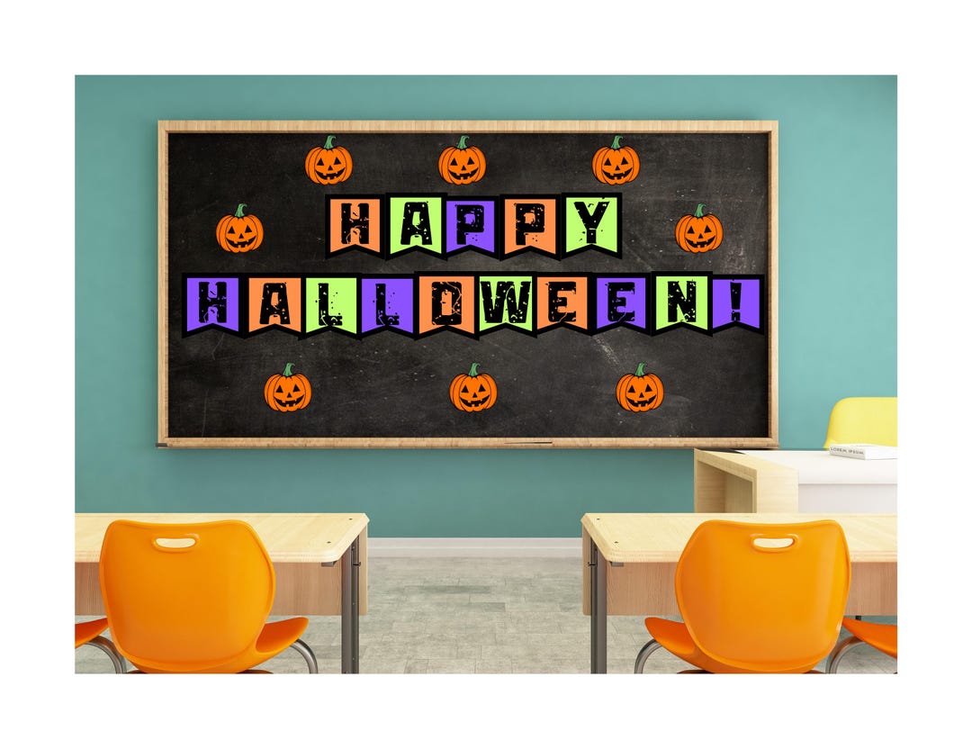 Happy Halloween Classroom Banner, Halloween Bunting Banner Flags Cute ...
