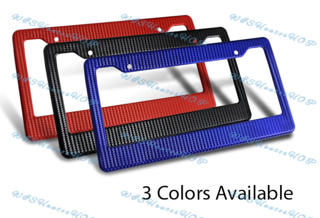 Black Blue Red Carbon Fiber Look License Plate Frame Cover - Etsy