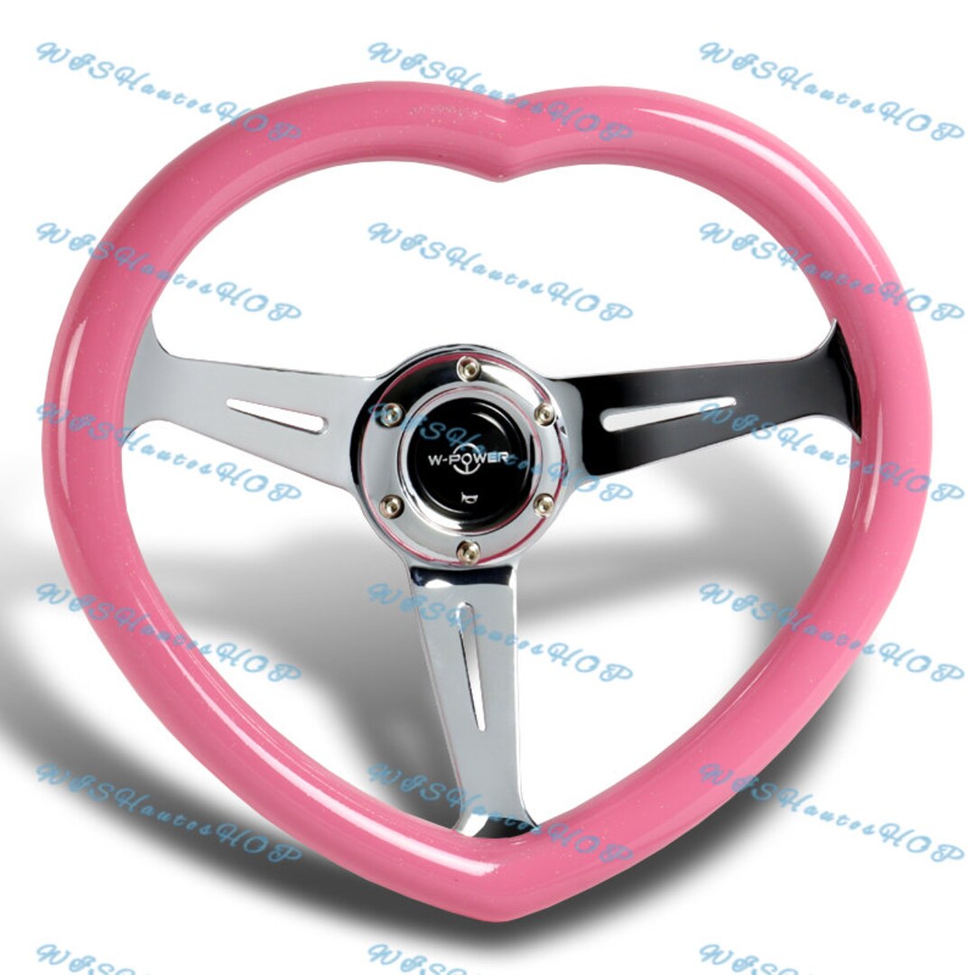 JDM Pink Heart Shaped Racing Steering Wheel Universal Car ABS Steer ...