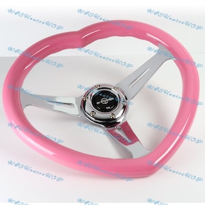 JDM Pink Heart Shaped Racing Steering Wheel Universal Car ABS Steer ...