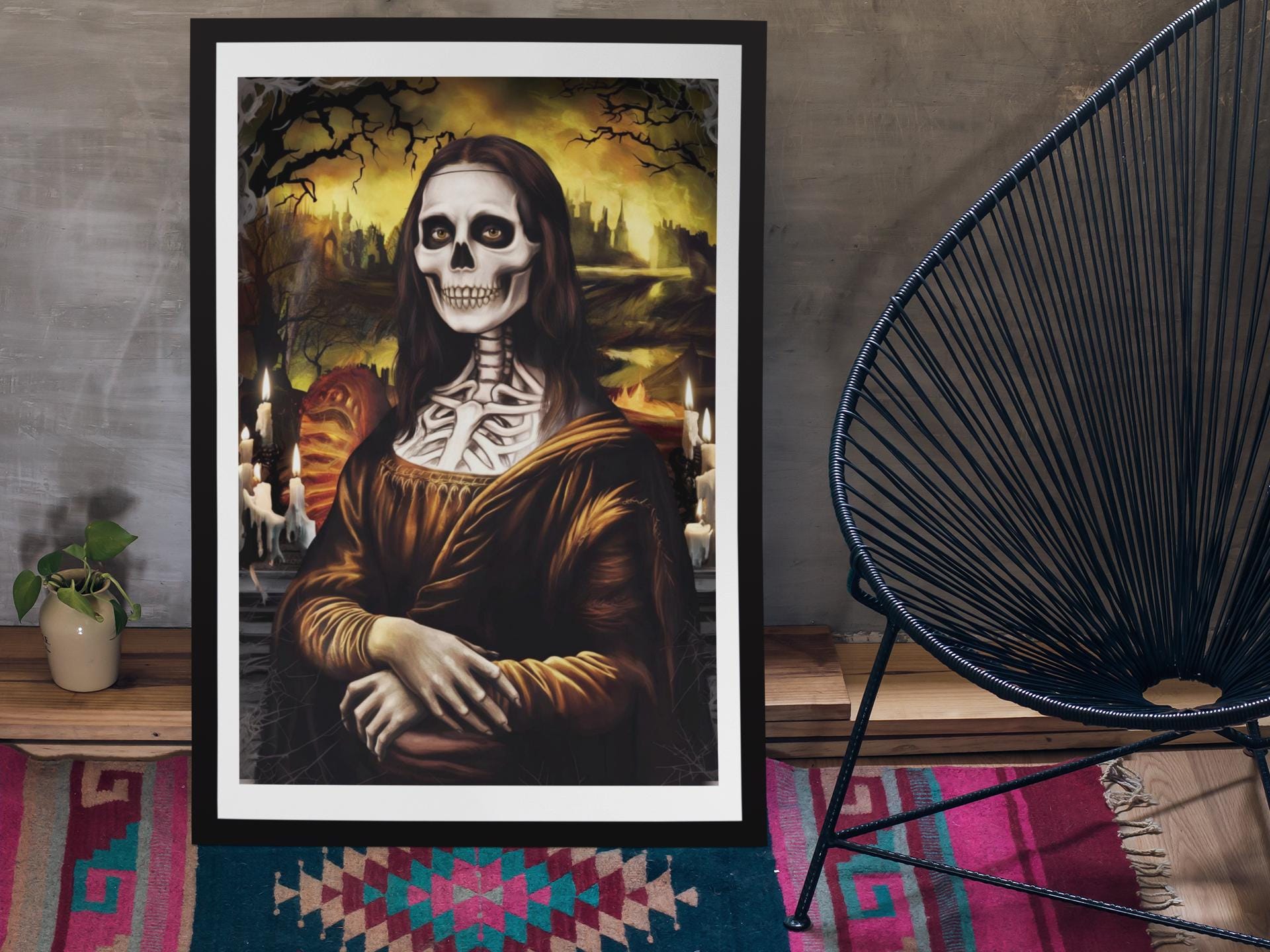Mona Lisa Skeleton Digital Download Gothic Art Style for Halloween - Etsy