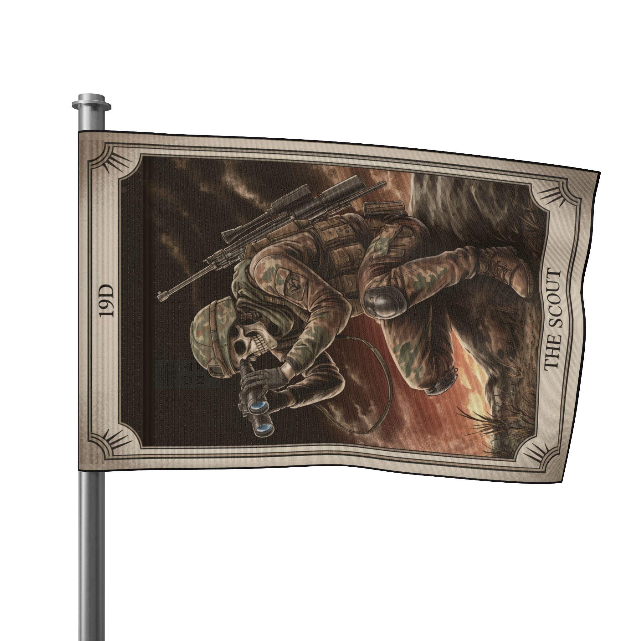 9D Cavalry Scout Flag | the Scout Tarot Card Skeleton | Recon Soldier ...