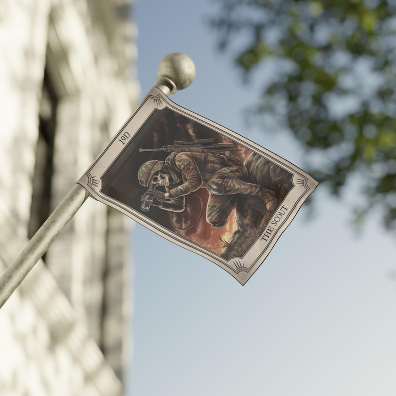 9D Cavalry Scout Flag | the Scout Tarot Card Skeleton | Recon Soldier ...
