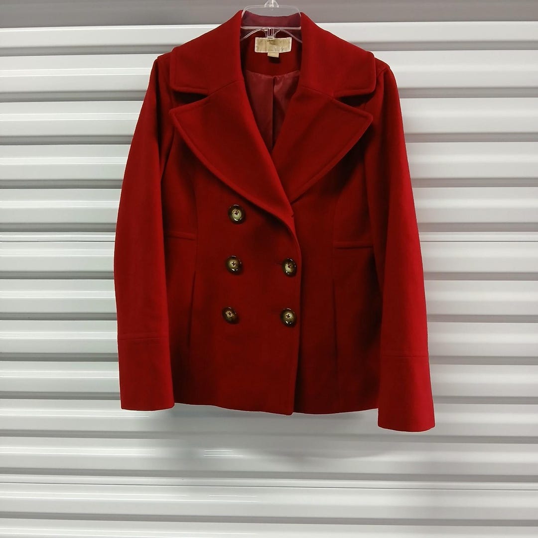 Michael Michael Kors Women's Peacoat Size Medium Red Wool Blend Winter ...