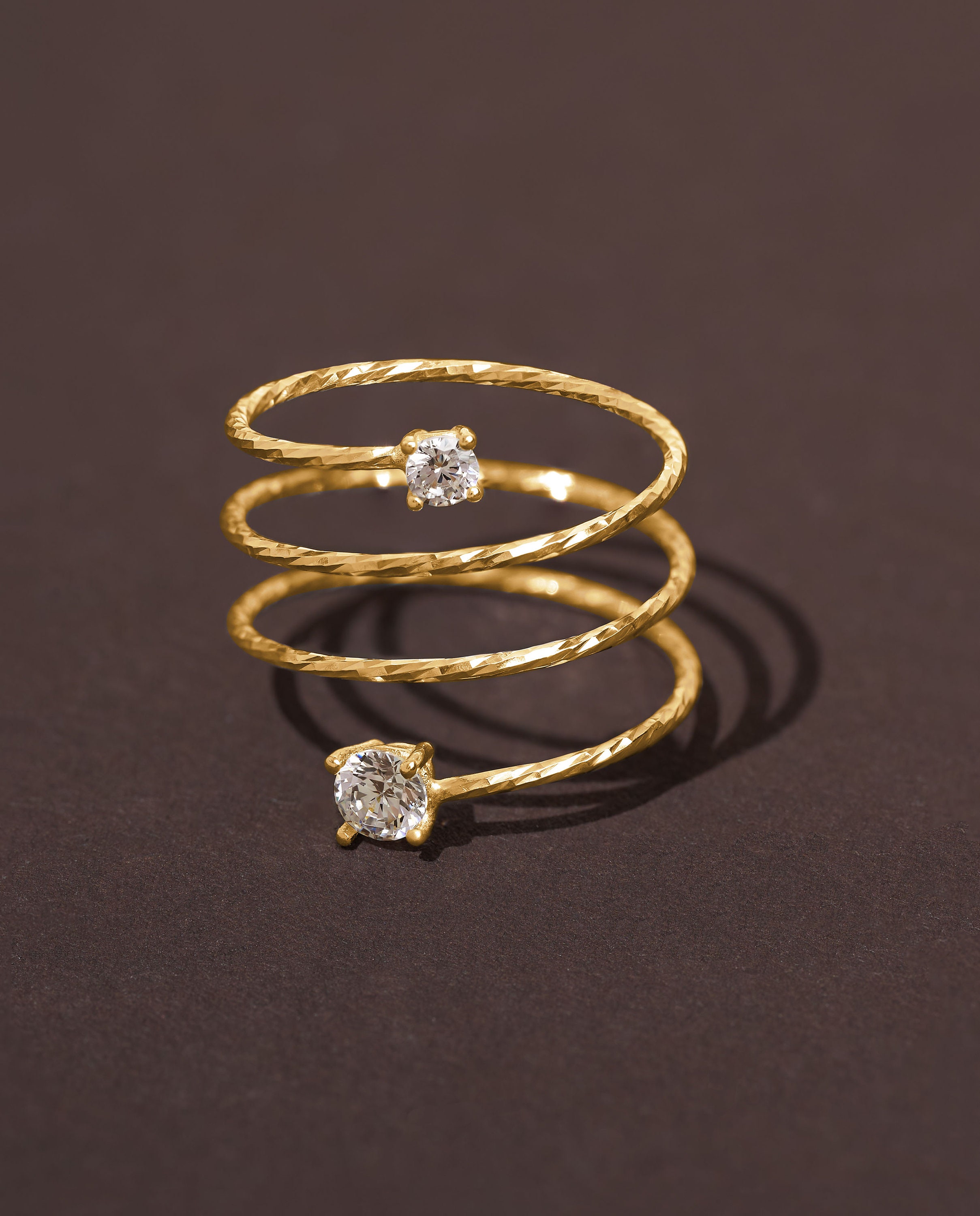 Sterling Silver 925 Sparkling Spiral Wire Ring With Cubic Zirconia ...