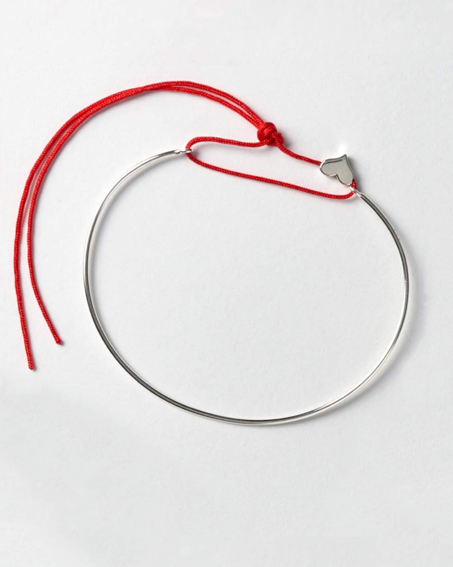 Minimalist Wire Heart Bracelet, Colorful String Bracelet, Adjustable ...