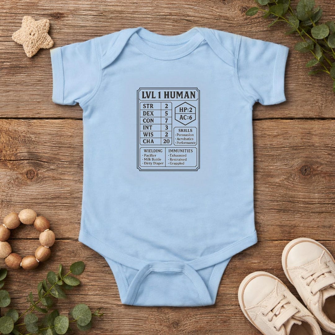 Character Sheet Dnd Baby Onesie: Dungeons & Dragons Gift - Etsy