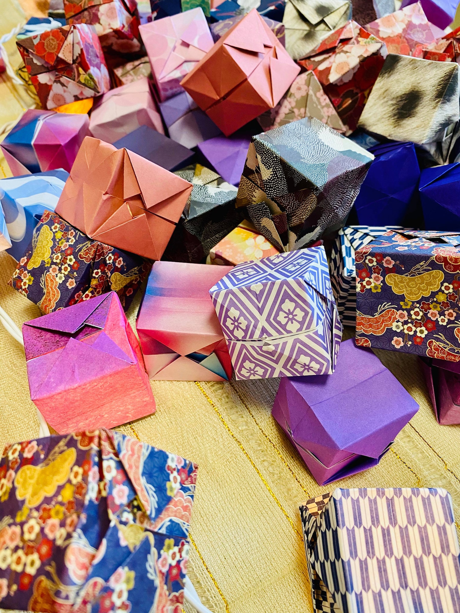 Purple Japanese Origami Box Lantern Lights - Etsy