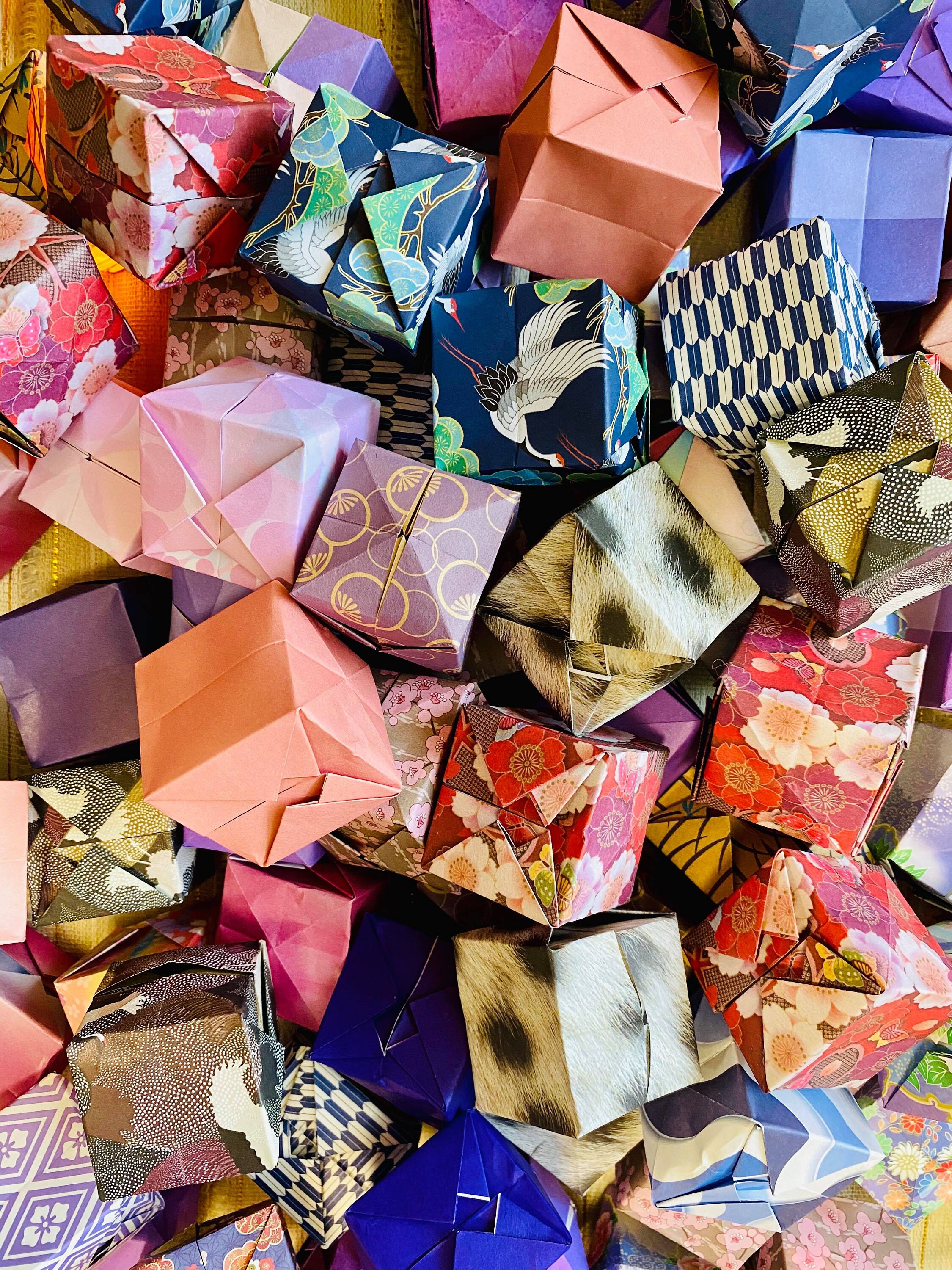 Purple Japanese Origami Box Lantern Lights - Etsy