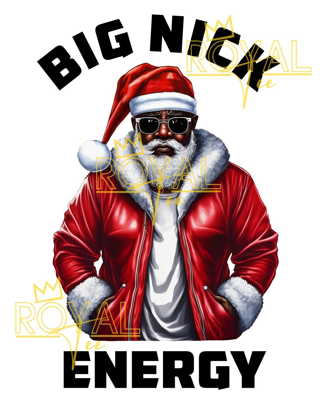 Big Nick Energy Black Santa - Black and White Letters Png - Etsy