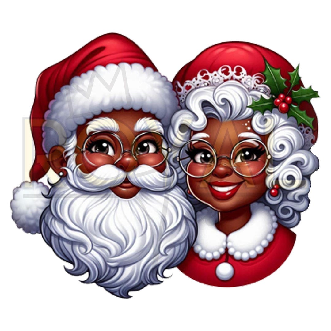Black Santa and Mrs Claus Version2 PNG - Etsy