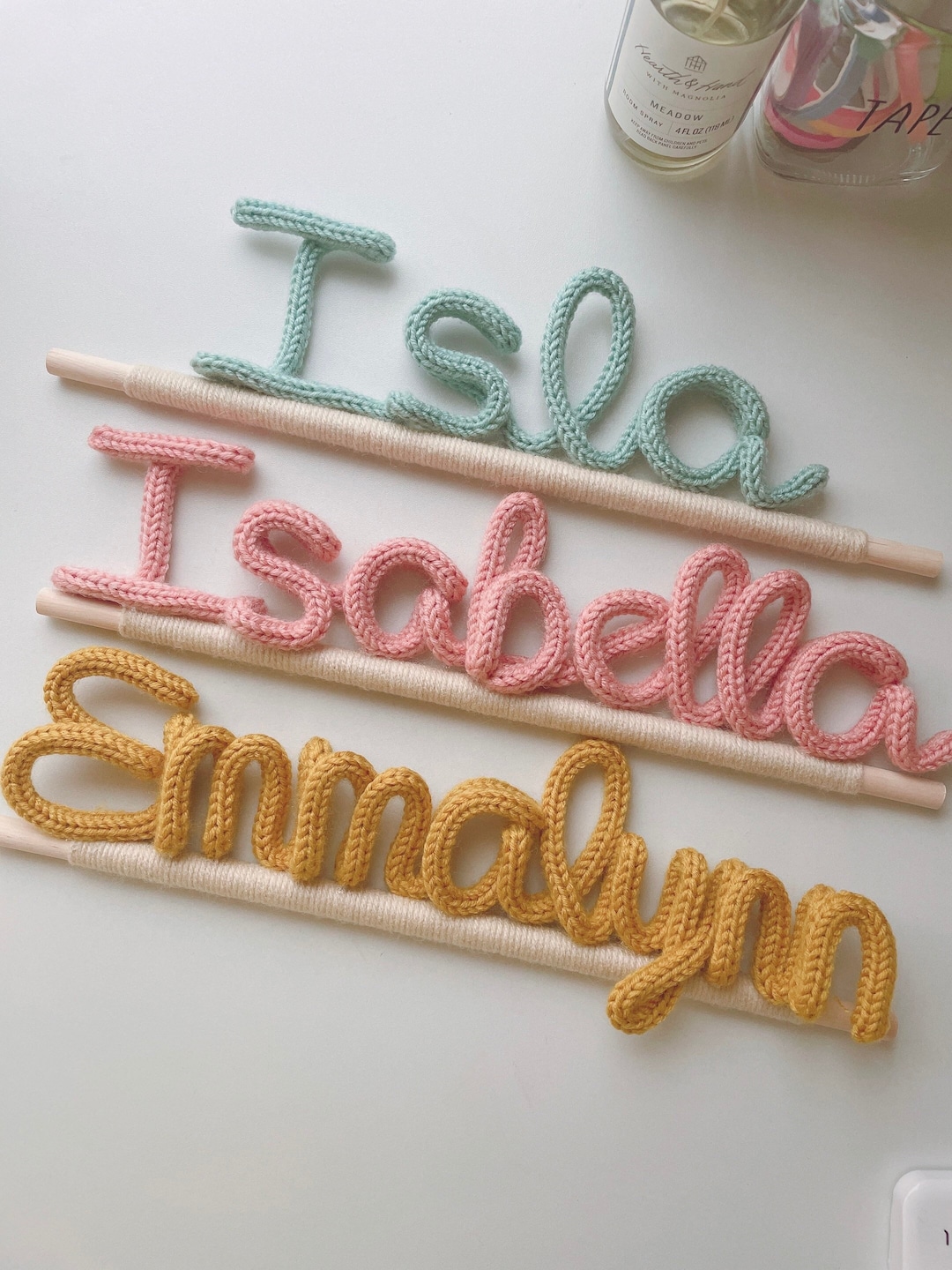 Personalized Knit Lettering, Name Sign for Wall, Kids Room Deco, Party ...
