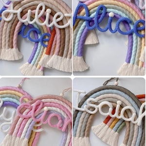 Personalized Rainbow Macrame, Name Sign for Wall, Kids Room Deco, Gift ...