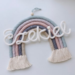Personalized Rainbow Macrame, Name Sign for Wall, Kids Room Deco, Gift ...