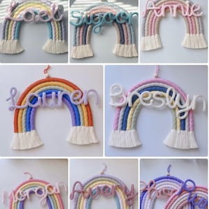 Personalized Rainbow Macrame, Name Sign for Wall, Kids Room Deco, Gift ...
