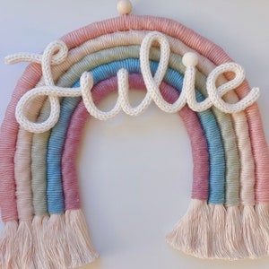 Personalized Rainbow Macrame, Name Sign for Wall, Kids Room Deco, Gift ...