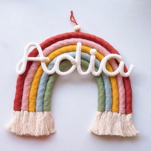 Personalized Rainbow Macrame, Name Sign for Wall, Kids Room Deco, Gift ...