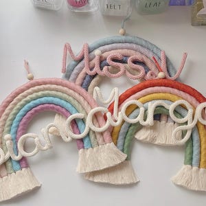 Personalized Rainbow Macrame, Name Sign for Wall, Kids Room Deco, Gift ...