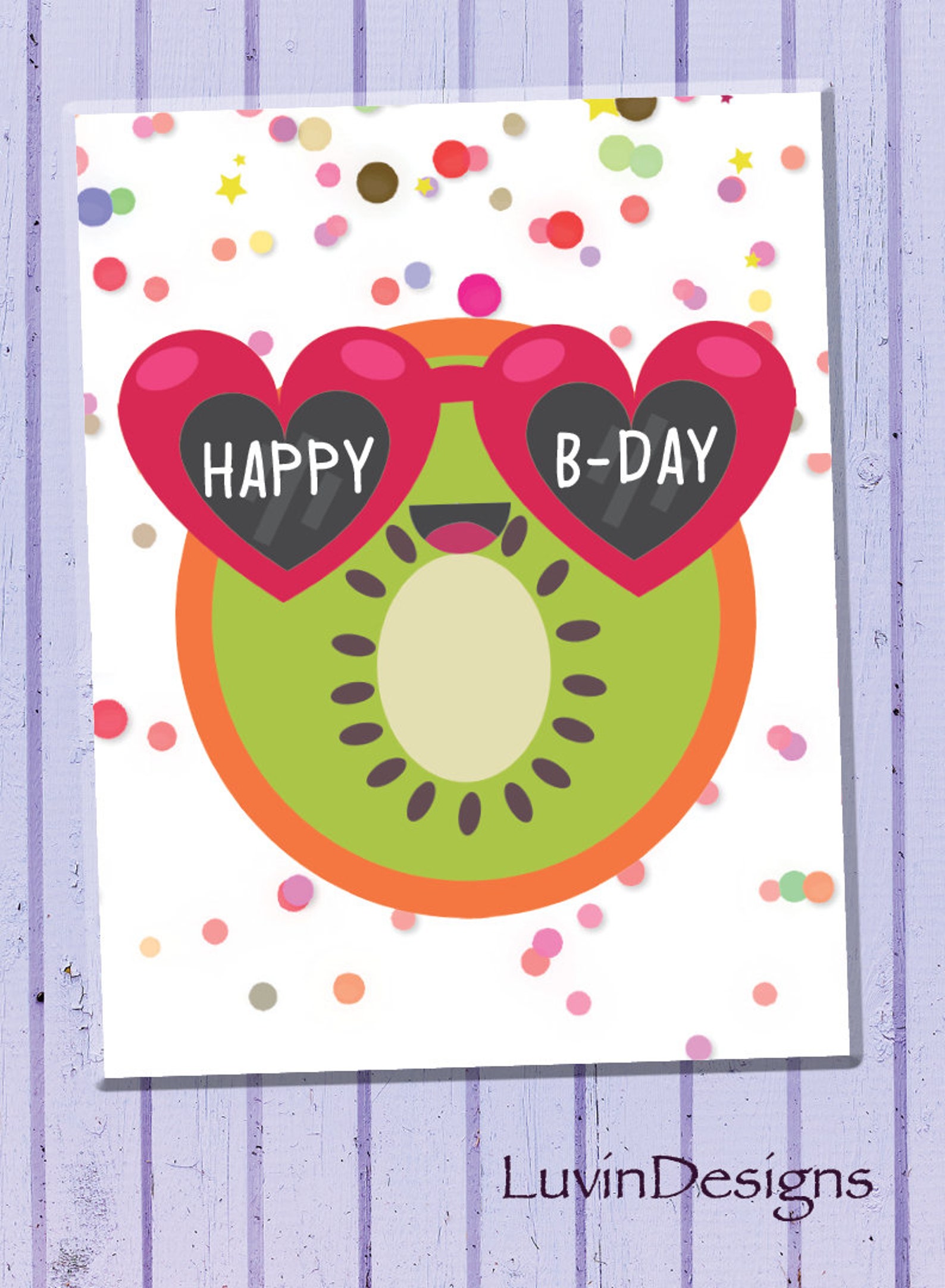Happy Birthday Kiwi, Confetti Fruit - Etsy