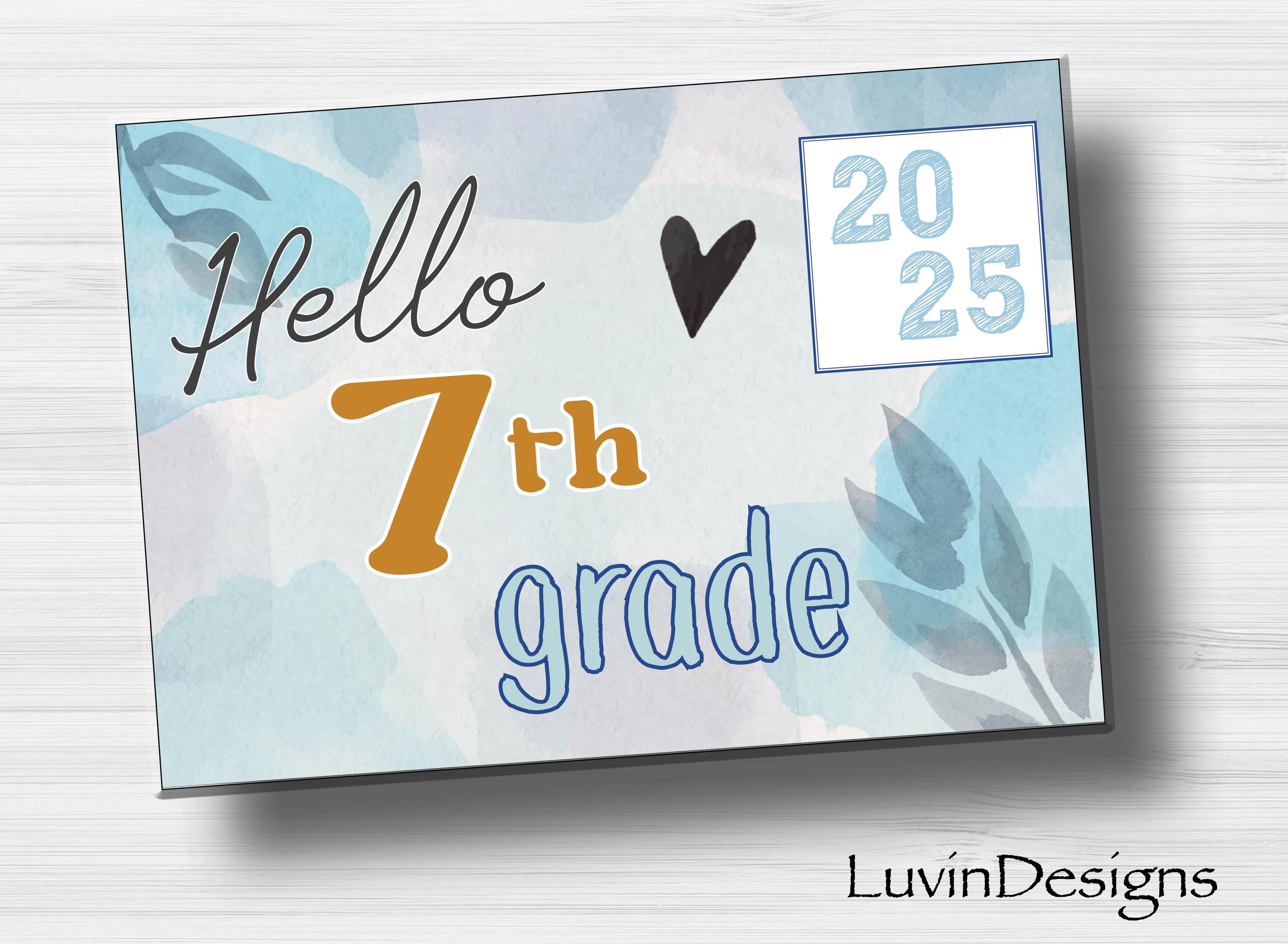 Boho Back to School Sign: Seventh Grade Milestone, Printable (instant ...