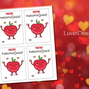 You're Awesomesauce/ Valentine's Day / Treat Tags/ Applesauce/ Instant ...