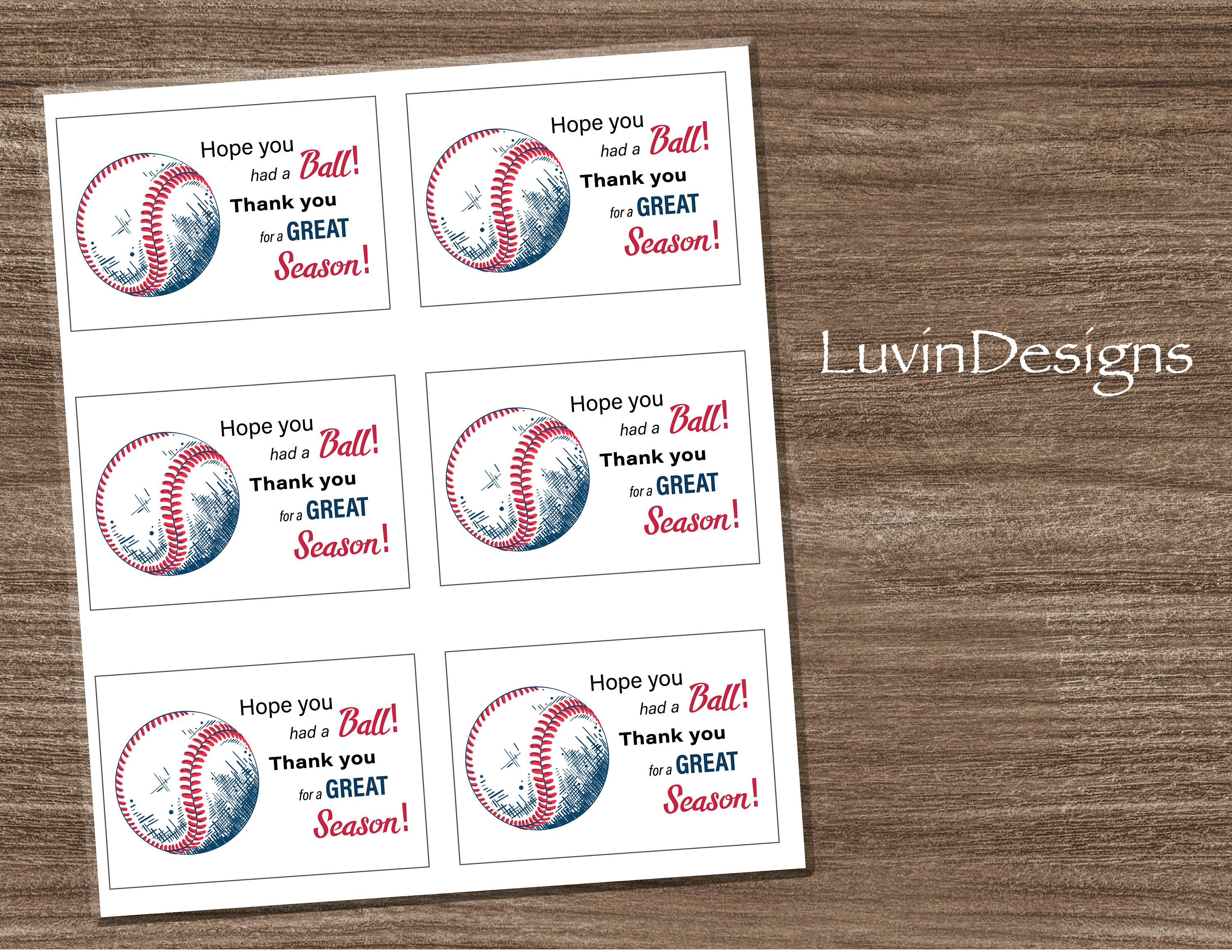 Baseball Team Snack Tags: End of Season Treats (digital Download) - Etsy