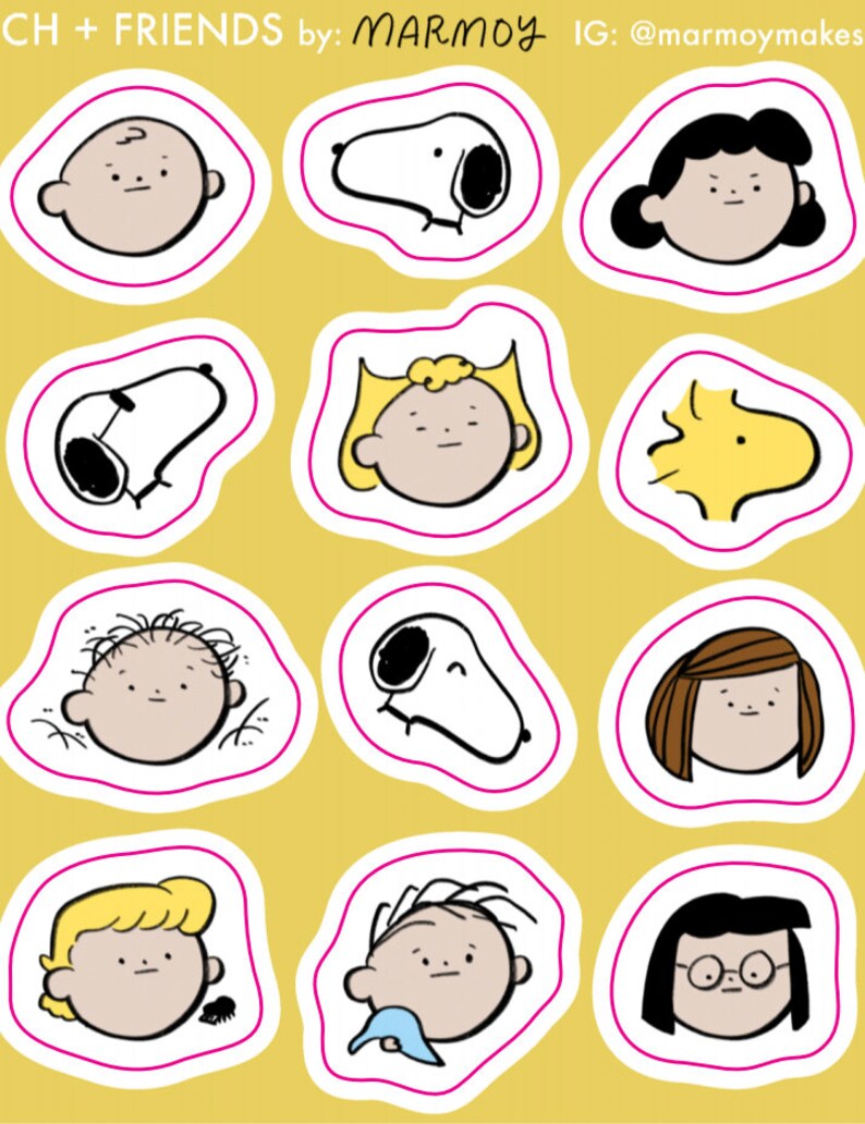 Charlie Brown and Friends Sticker Sheet | Etsy