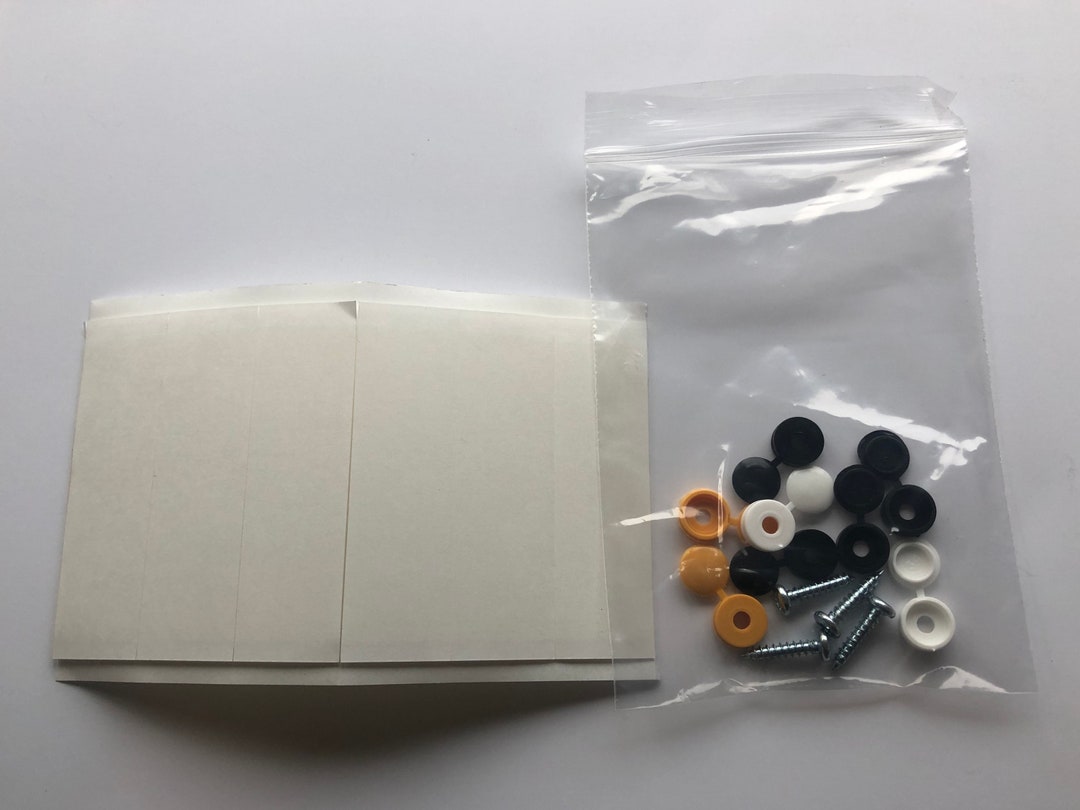 Full Number Plate Fitting Kit.. Screws Caps and Stickies for a Pair ...
