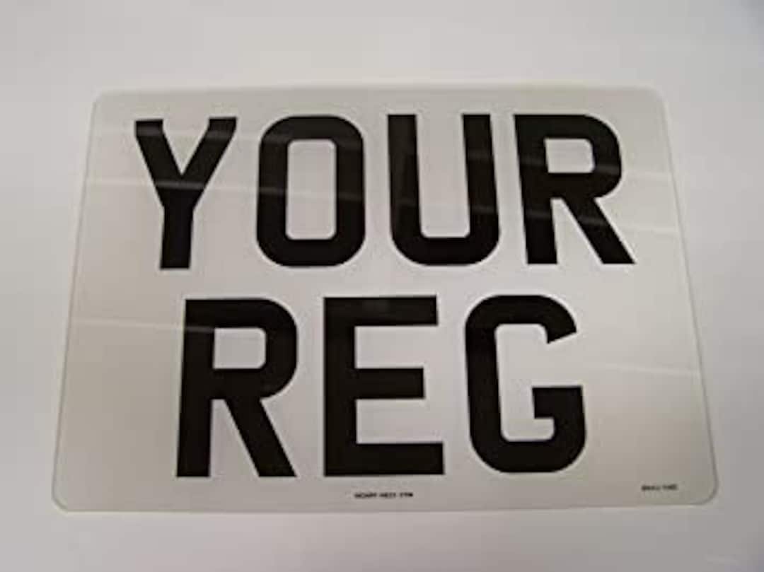 4x4 11x8" White Front Plain Acrylic Number Licence Plate Show or Road ...