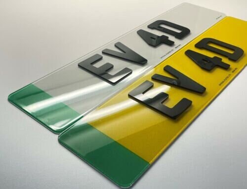 Pair of Quality EV Electric Vehicle 4D Laser Cut Number Licence Plates ...