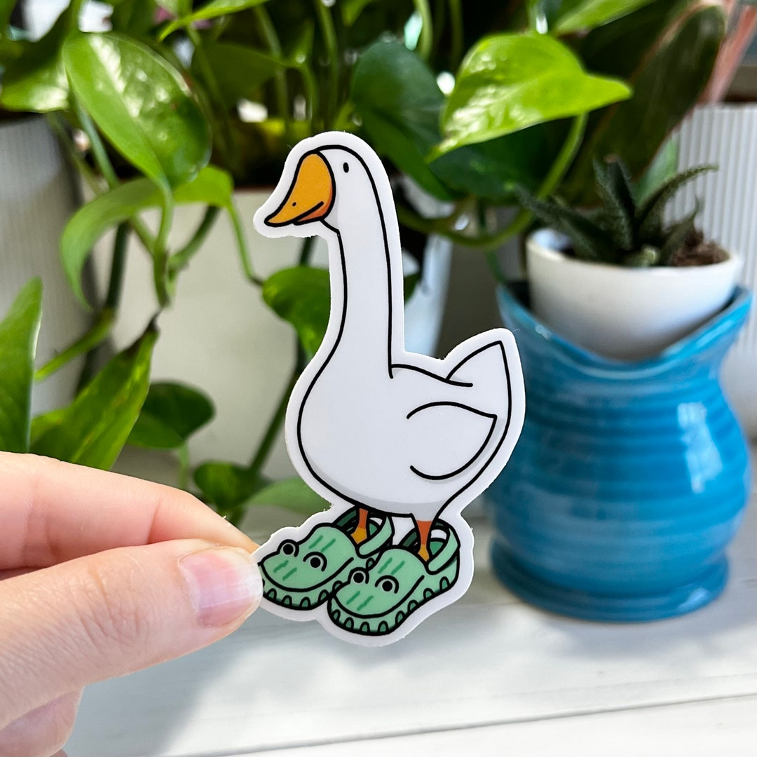 Goose Wearing Crocs Sticker – Funny Animal Vinyl Decal for Water ...