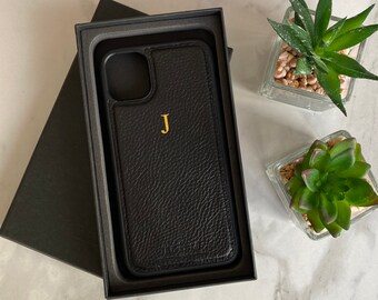 Leather Initial Phone Case - Etsy UK