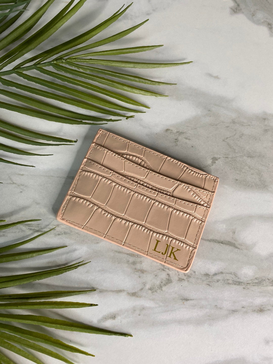 CROC PATTERN CARD Holder Real Leather Mock Croc Style Personalised ...
