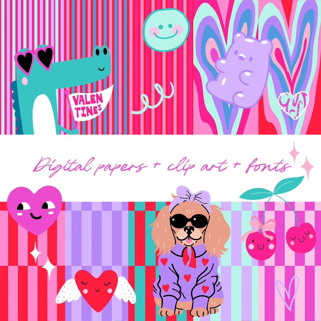 Valentines ,CLIPARTS, Digital Paper,san Valentin - Etsy