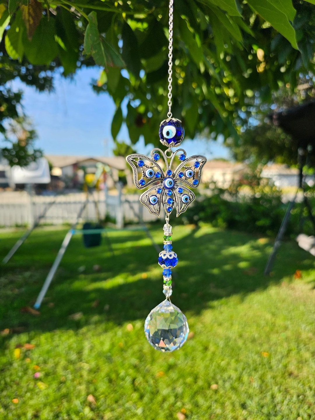 Blue Butterfly Evil Eye Suncatcher Gift for Her Room Decor Home Decor ...