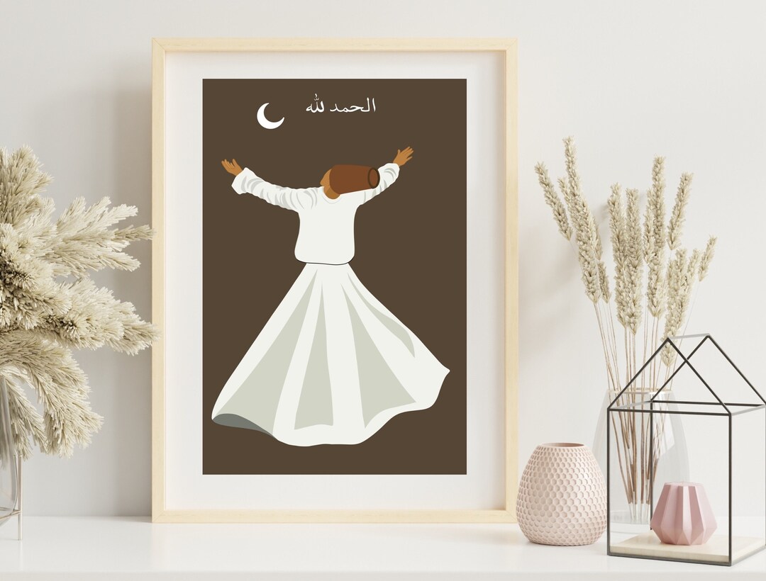 Sufi Art, Islamic Wall Art, Rumi Wall Decor, Whirling Devrish ...