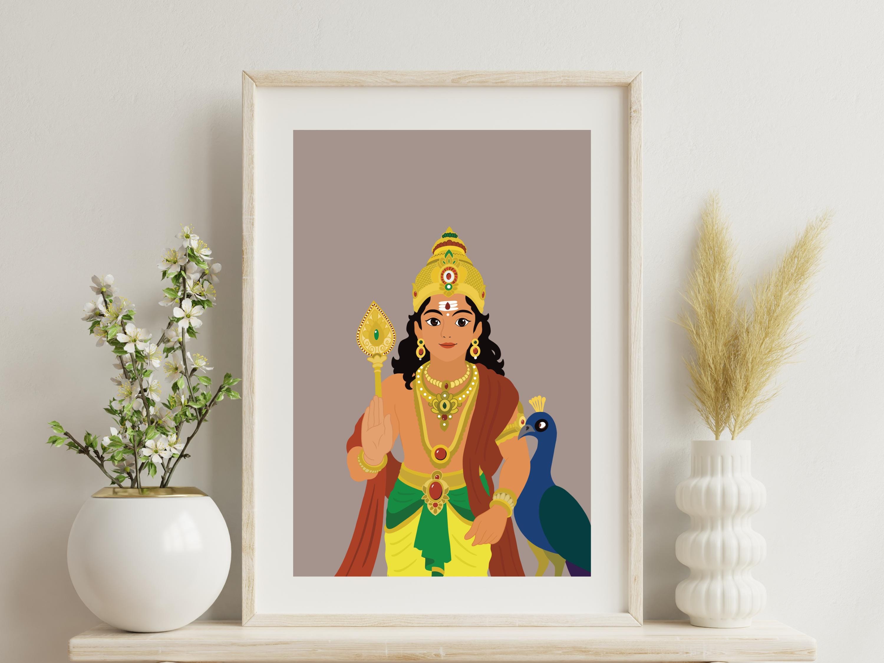 Lord Murugan, Muruga, Digital Download, Tamil, Indian Art, South Indian ...