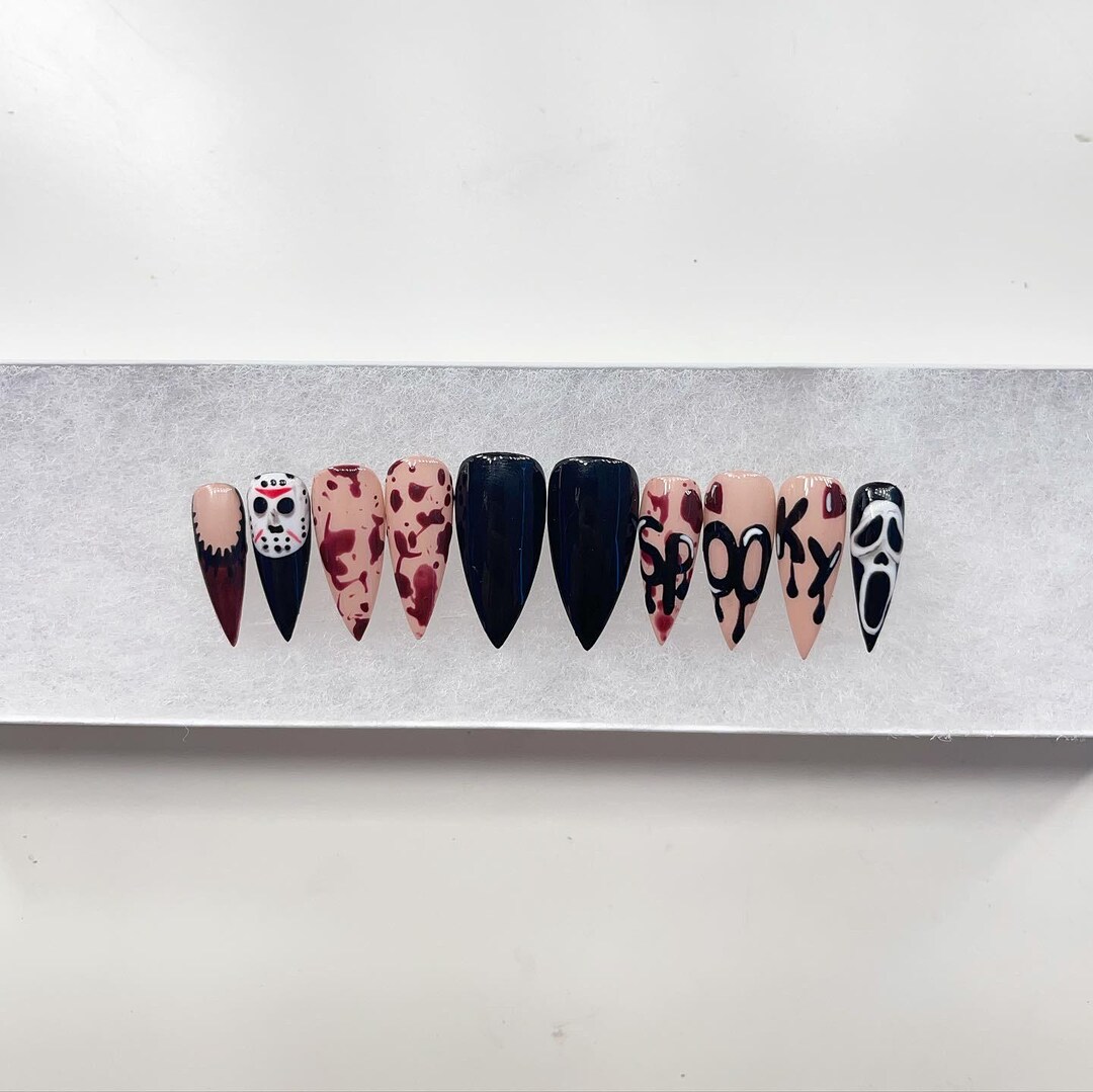Ghostface and Jason Bloody Halloween Nails - Etsy