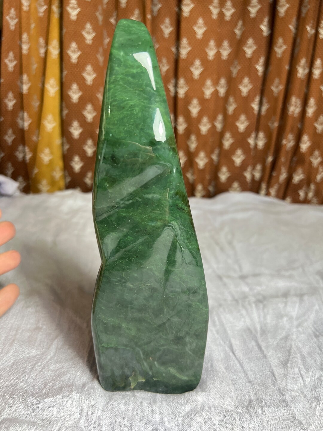 Nephrite Jade Freeform Sculpture, Polished Green Mineral Specimen, 1 ...