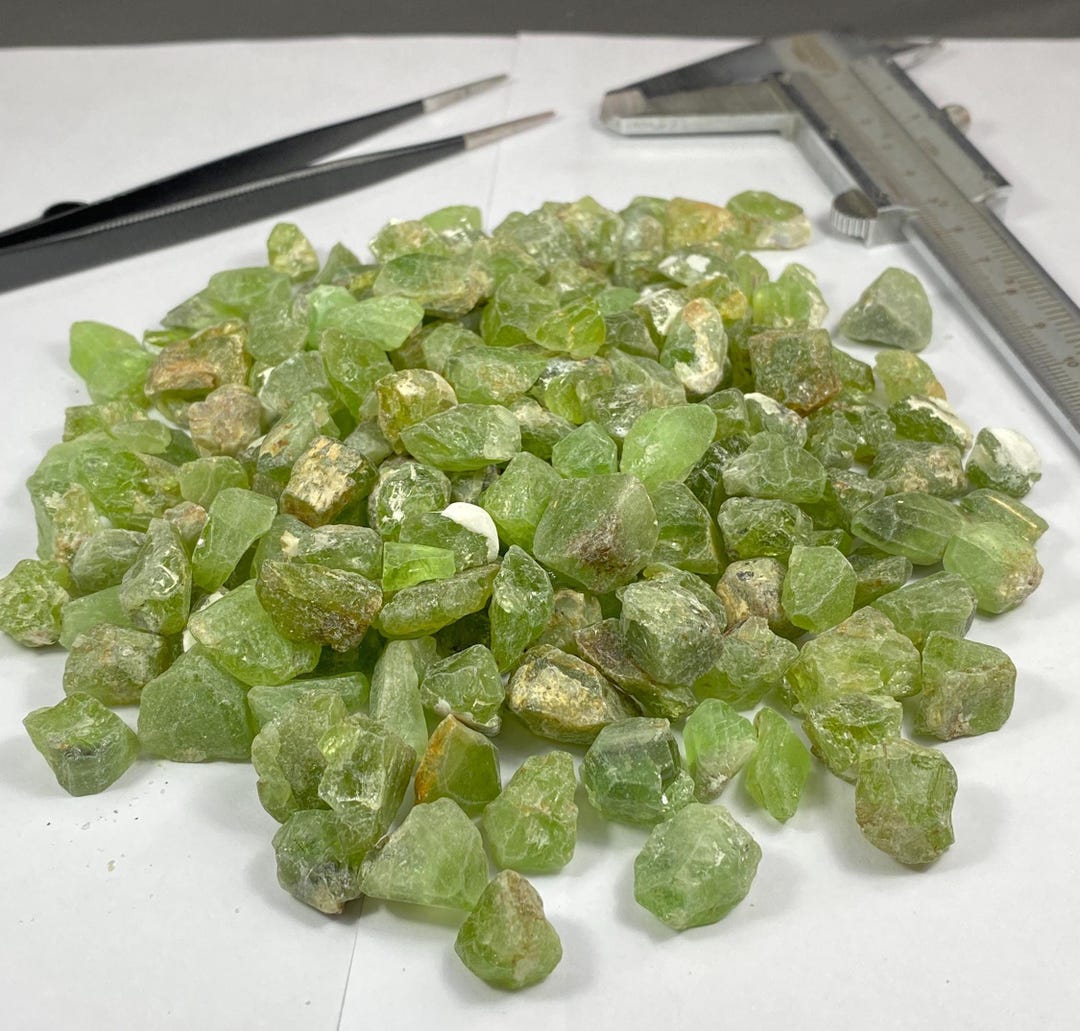 404 Grams Natural Green Peridot Rough Crystals, Jewelry Making, Crystal ...