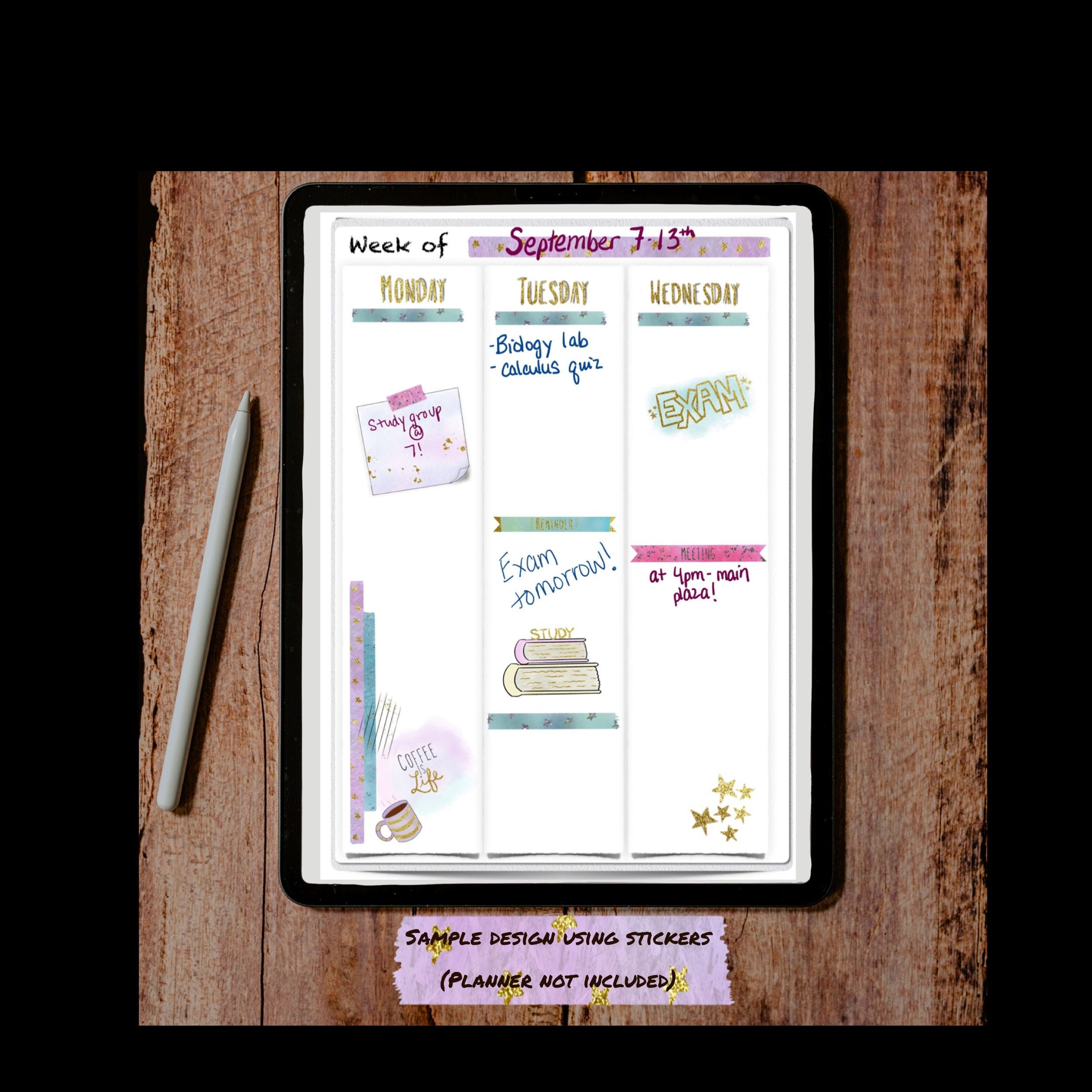 Hand Drawn School Doodles W/ Glitter Digital Planner Stickers for ...