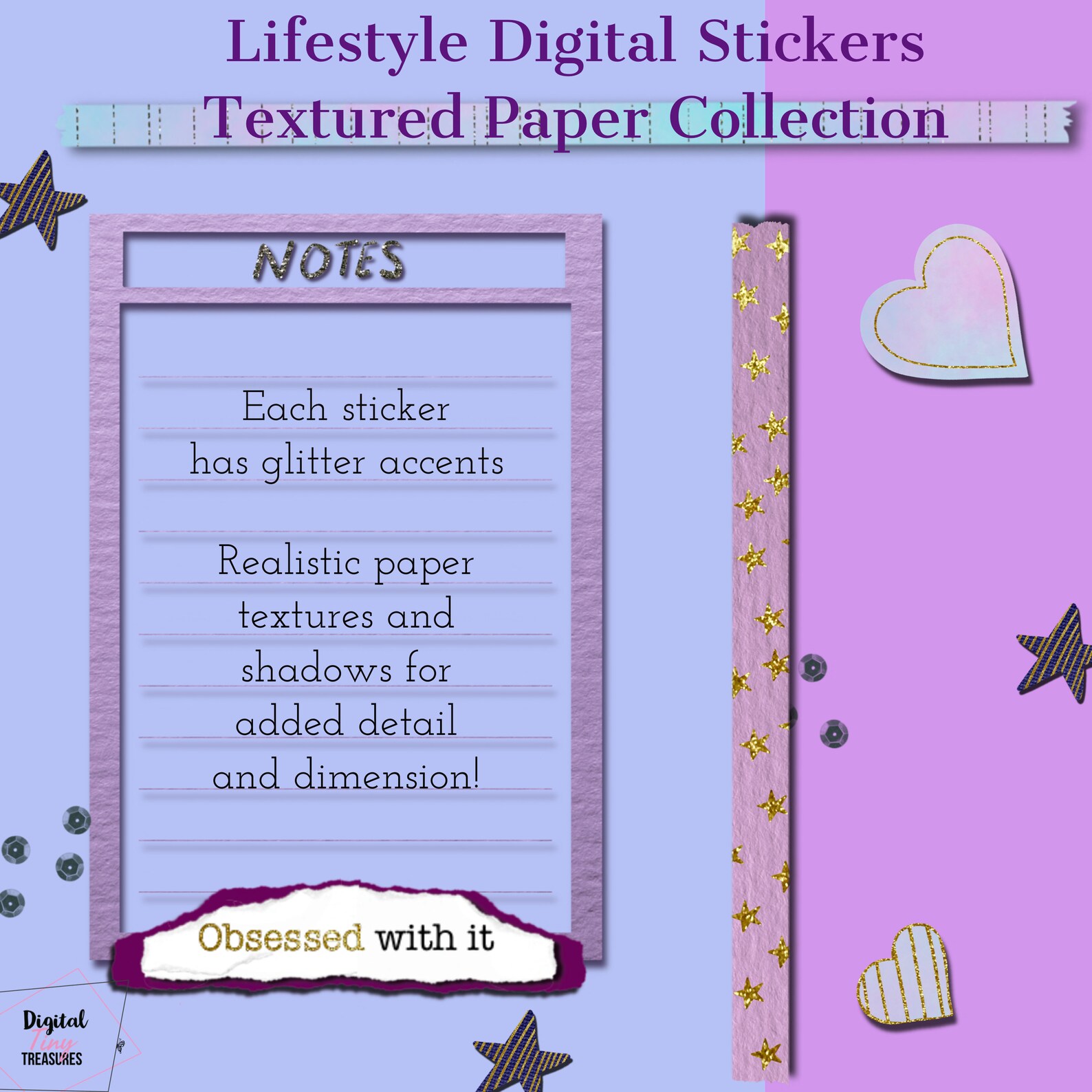 Lifestyle Digital Planner Stickers Glitter for Goodnotes,onenotewashi ...