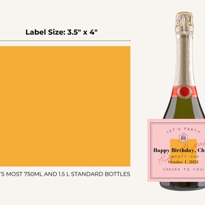 Editable Pink Champagne Label Customizable Wine Bottle Label for ...