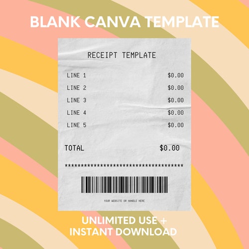 Aesthetic Receipt CANVA Template INSTANT DOWNLOAD Etsy Hong Kong