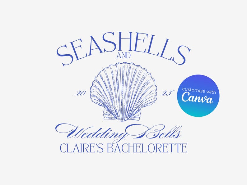 Editable Seashells and Wedding Bells Bachelorette Logo | Coastal Custom ...