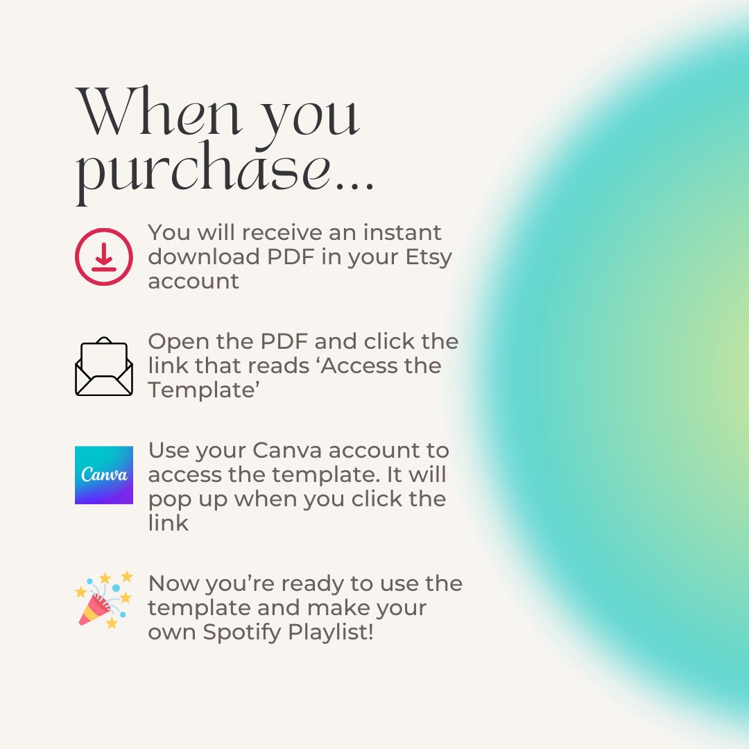 Spotify Playlist Canva Template | Fully Customizable | INSTANT Digital ...