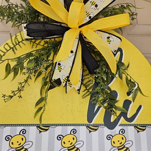 Handmade Bumblebee Door Hanger: Summer Yellow Welcome Sign With Bow - Etsy